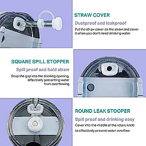 HUSFER Straw Cover, Stanley Cup Accessories, Spill Proof Stopper Set for Stanley Cup - 40oz 30oz, Stanley Straw Cover, Silicone Leak Stopper and Lid Plug for Tumbler Compatible with Stanley Cup (1.0)
