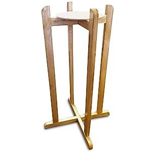 Aquanation Floor Wood Stand Natural Varnish, 27" for Water Crock, Water Bottles, 3 & 5 Gallon Water Jug, and Plants