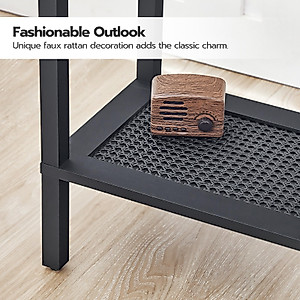 HOOBRO Side Table with Charging Station, Set of 2 End Tables with USB Ports and Outlet, Nightstand with 2-Tier Storage Shelf, for Living Room, Bedroom, Small Space, Rustic Brown and Black BF91UBZP201