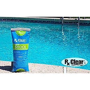 Rx Clear Mega Shock | 73% Calcium Hypochlorite | Kills Algae in Swimming Pools | Works As Pool Sanitizer Clarifier and Algicide | One Pound Bags | 24 Pack