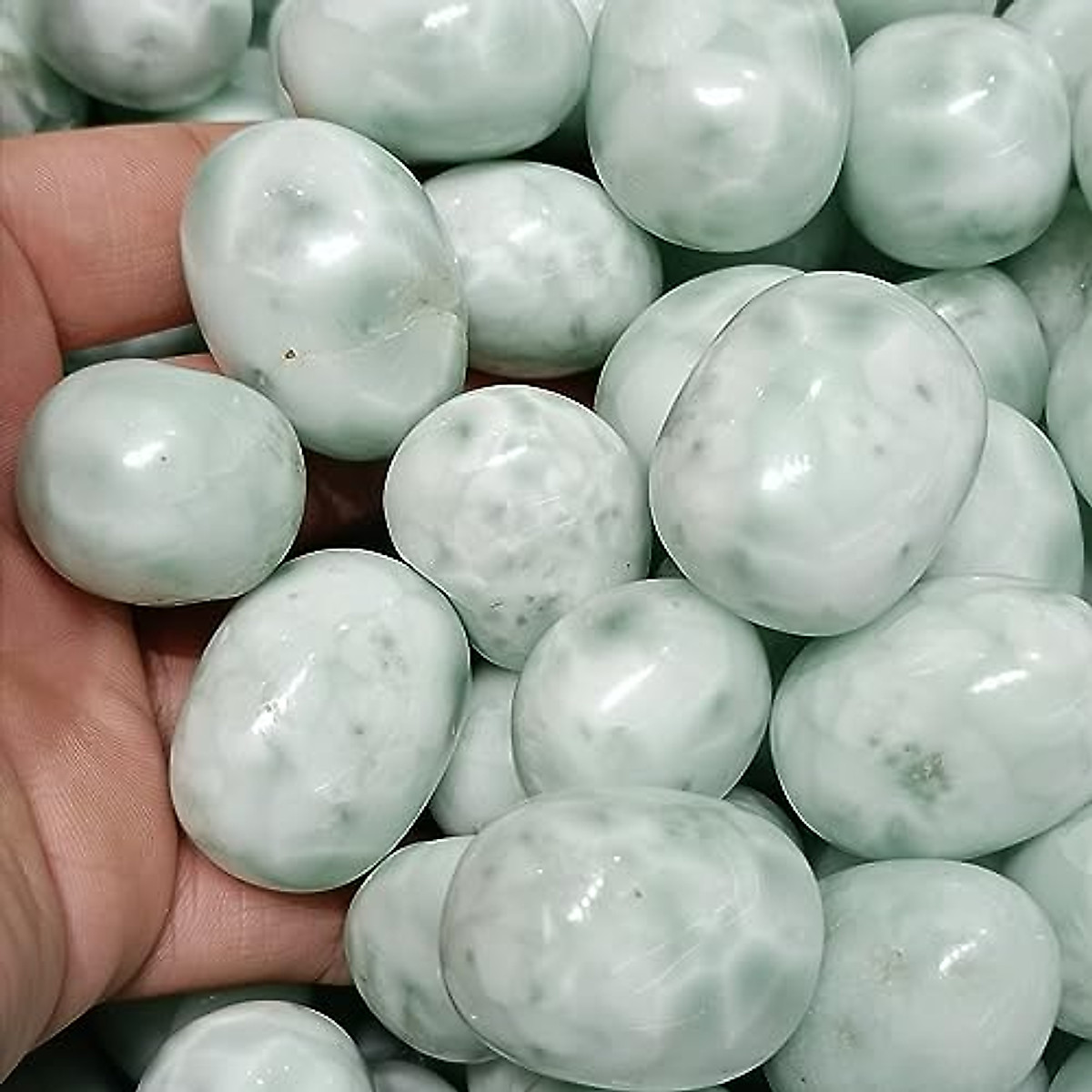 BAWHO 100g 2-3cm Natural Crystal Larimar Stones Gravel Tumbled Quartz Palm Specimen Aquarium Home Decoration DIY QINTINYIN