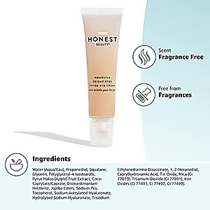 Honest Beauty Honestly Bright Eyes Tinted Eye Cream, Sandstone with Hyaluronic Acid + Squalene| EWG Certified + Dermatologist Tested & Vegan + Cruelty Free | 0.5 fl. oz.