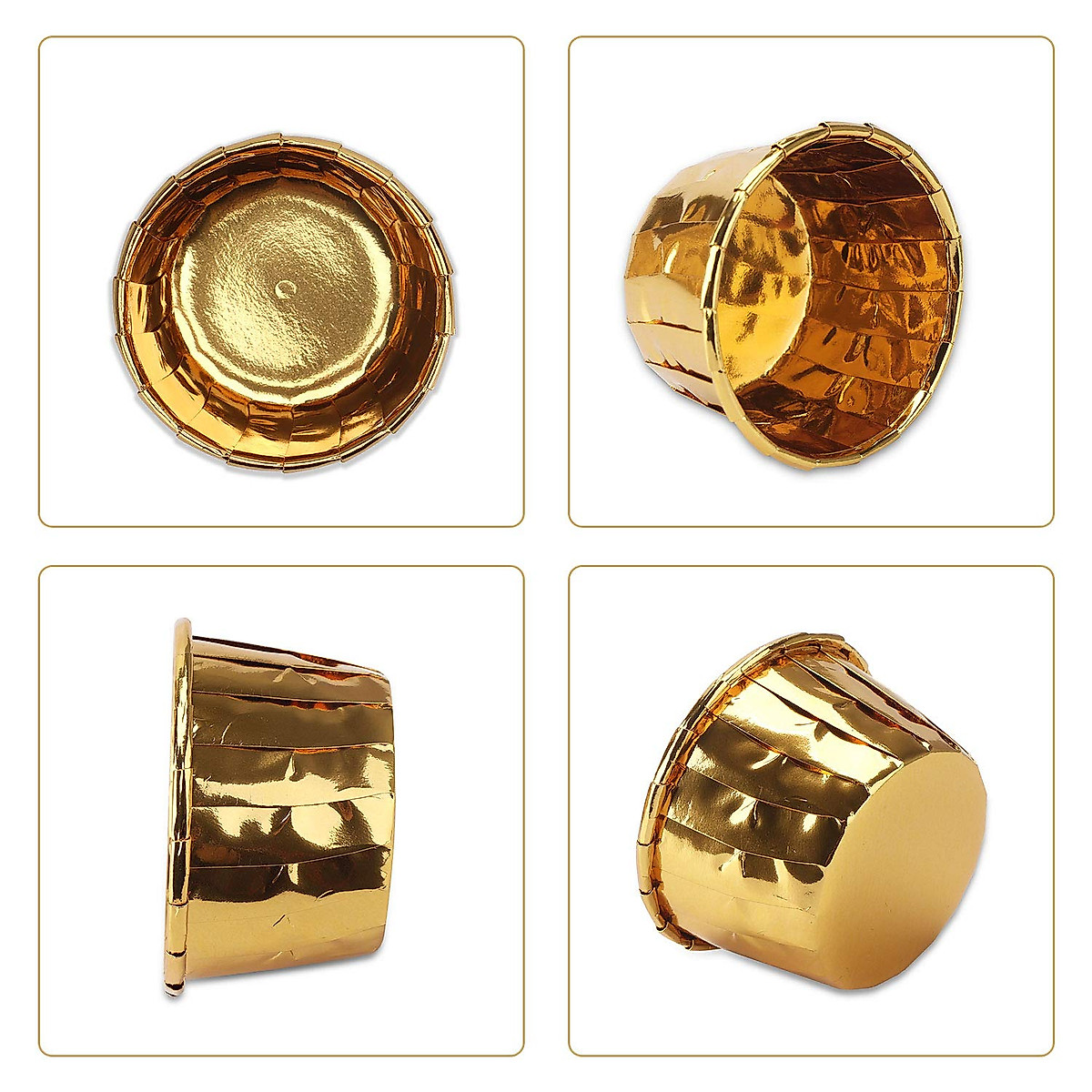 EUSOAR Gold Cupcake Cups, 3.5 Oz 50pcs Disposable Foil Muffin Liners, Gold Cupcake Baking Cups, Ramekin Aluminum Cupcake Tip Pan Ramekin Holders, Little Baking Cups