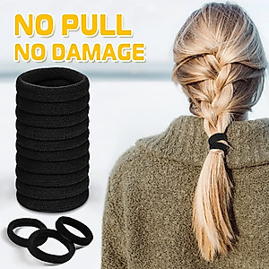 50Pcs Black Hair Ties, IKOCO Seamless Ponytail Holder Hair Bands No Damage for Women Girls, Fabric