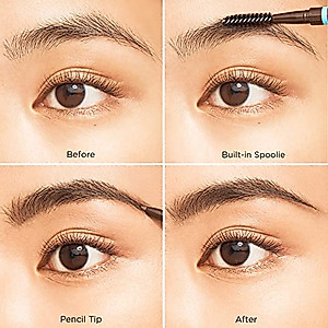 JOAH Dual-Ended Eyebrow Pencil - Brow Down To Me Ultra-FIne Tip Precision Brow Pencil with Built-In Spoolie Brush for Flawless Brows, Smudge-Proof, Water-Resistant, Cool Taupe