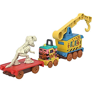 Fisher-Price Thomas & Friends Dino Fix ‘em Up Friends, Carly the Crane and Sandy push-along toy train for preschool kids ages 3 years and older
