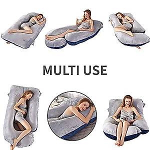 Wndy's Dream Pregnancy Pillow J Shaped Full Body Pillow with Velvet Cover, 60 inches Maternity Pillow for Pregnant Women Back, Legs and Belly Support