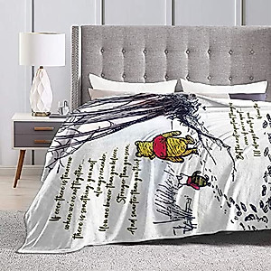 Jvolxui Cute Cartoon Bear Blanket Super Soft Flannel Blanket Luxury Warm Plush Bedding for Sofa Living Room Bedroom, Black2, S 50''x40''