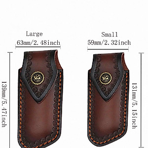 MUZZIOU Shop Knife Sheaths, 5.1" Pocket Knife Sheath for Belt, Leather Knife Sheath for Belt, Pocket Knife Holder, Leather Sheath Folding Knife (Large)