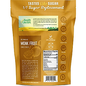 Health Garden Monk Fruit Sweetener, Classic - Non GMO - Gluten Free - Sugar Substitute - Kosher - Keto Friendly (3 lbs)