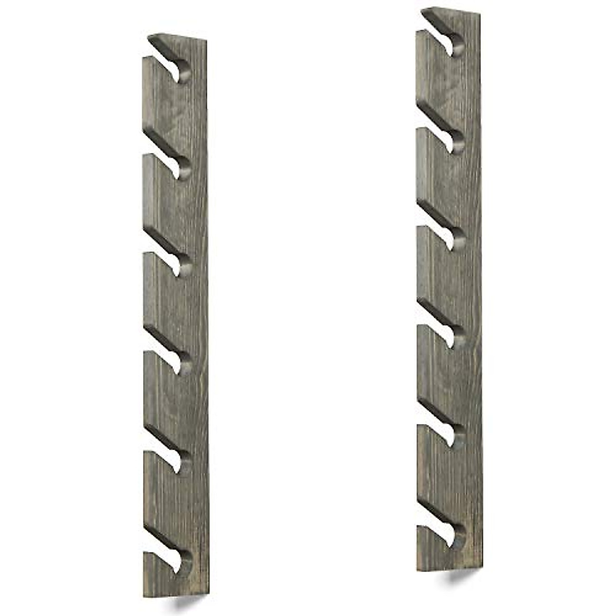 MyGift 30 Inch Wall Mounted Vintage Gray Wood Baseball Cap Rack with 6 Slots, Hanging Hat Rack, Set of 2