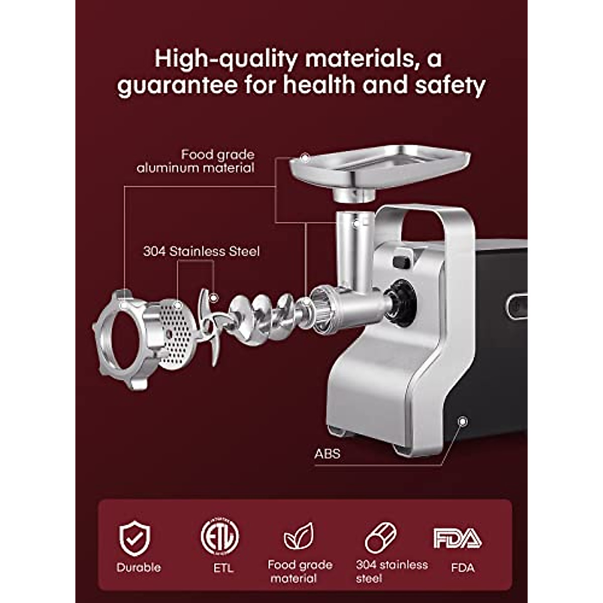 Electric Meat Grinder Heavy Duty - 5 in1 Home Meat Grinder - 3000W Max Powerful - Sausage Stuffer - Slicer/Shredder/Grater - Kubbe & Tomato Juicing Kits - 3 Stainless Steel Grinding Plates - Size #12