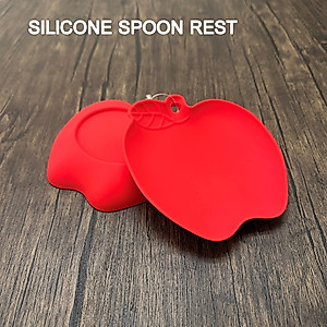 UPware Apple Shaped Spoon Rest Anti-Slip Durable Reusable Silicone Spoon Holder Kitchen Utensil Holders for Kitchen Counter Dining Table