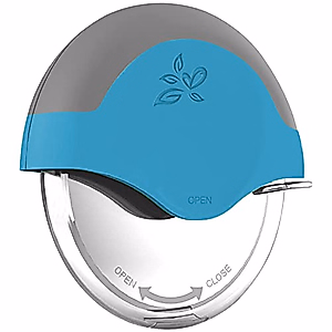 DECOSTYLE, Blue Pizza Cutter Wheel with Protective Blade Cover, improved, Super Sharp, Easy To Use and Clean, Slicer, Ergonomic Rubberized Grip, heavy dutty, Stainless Steel, Dishwater Safe