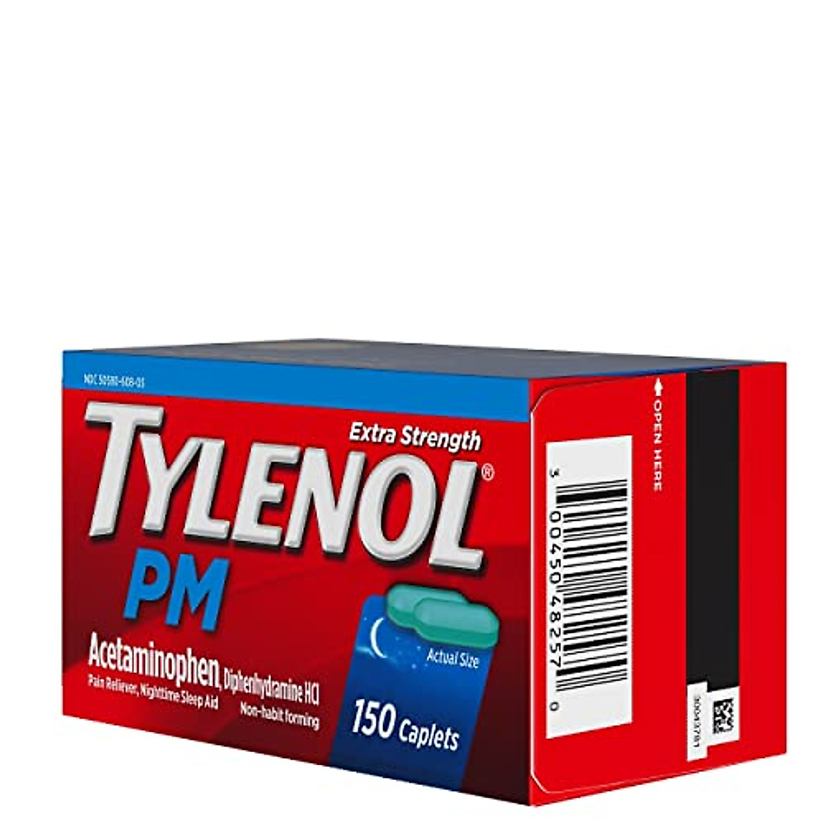 Tylenol PM Extra Strength Nighttime Pain Reliever & Sleep Aid Caplets, 500 mg Acetaminophen & 25 mg Diphenhydramine HCl, Relief for Nighttime Aches & Pains, Non-Habit Forming, 150 ct