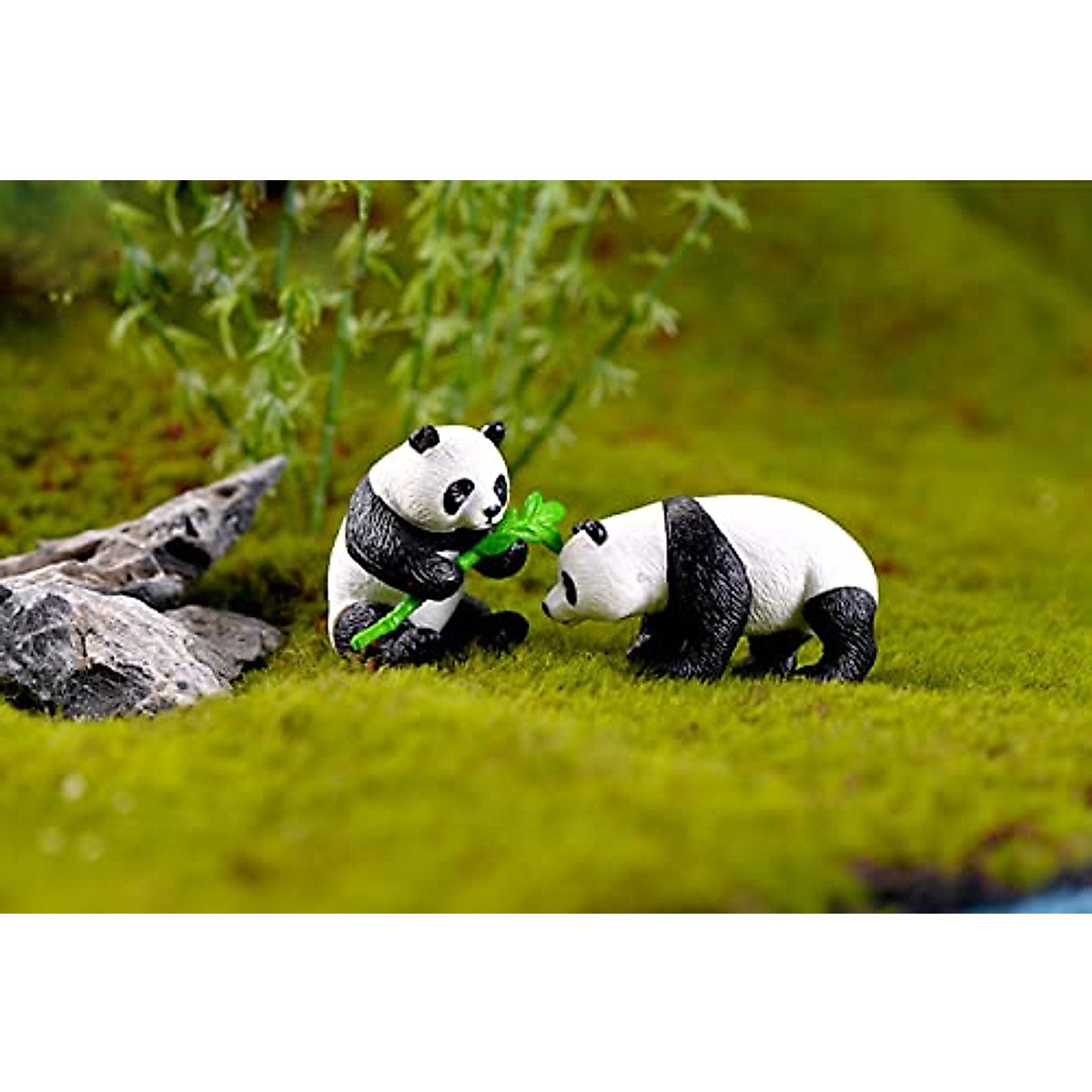 Tonnier 4 pcs Resin Mini Panda Set,Micro Landscape, Plant Pots,Miniature Figurines Kit for Fairy Garden,Succulent Pot,Doll House Decorations