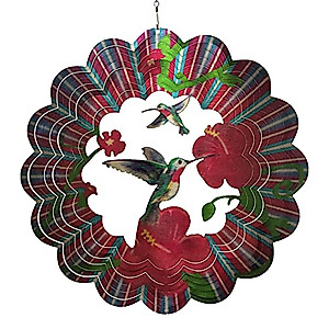 Wind Spinner 360 Degree Hanging Stainless Steel Hummingbird Indoor Outdoor Garden Decoration