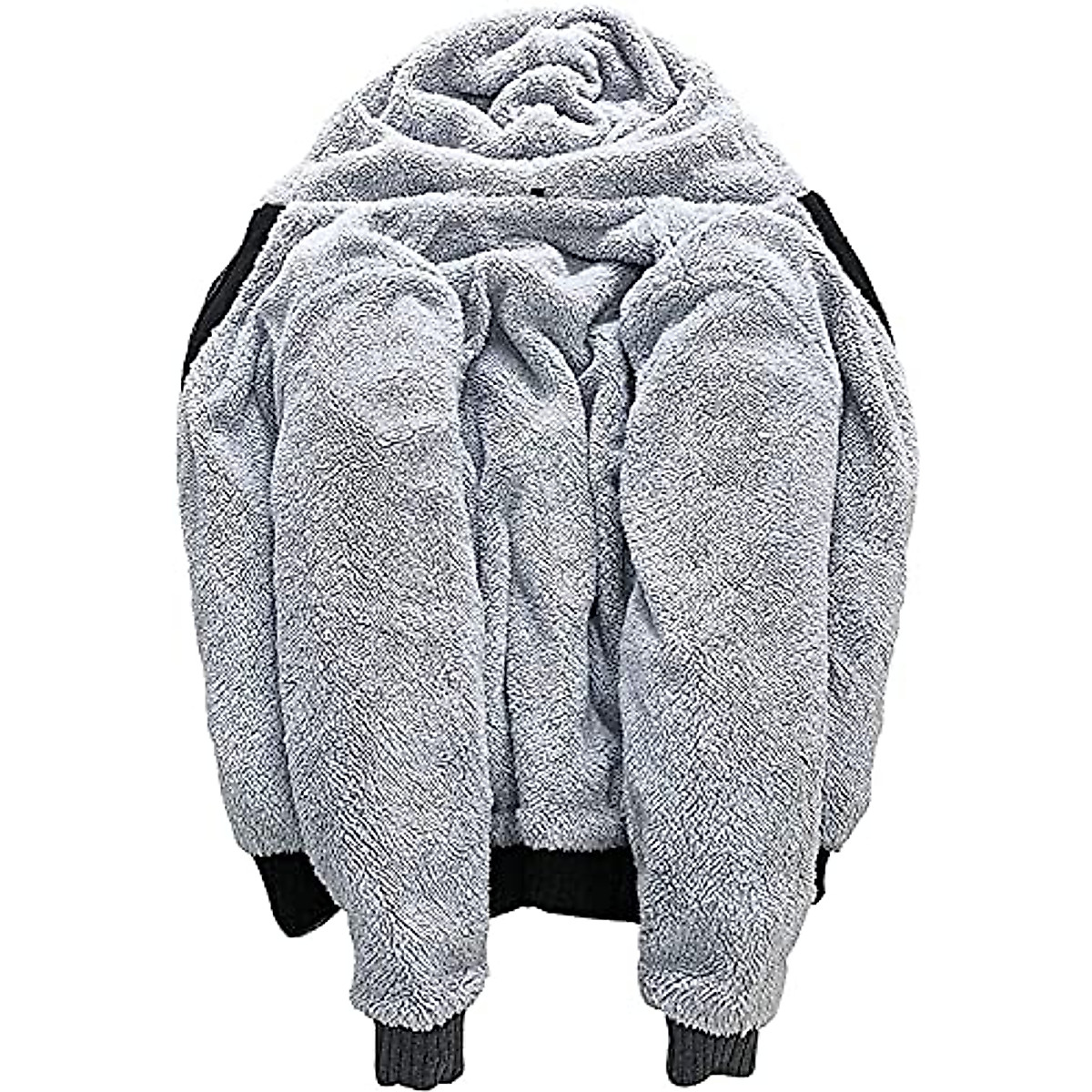 SCODI Hoodies for Men Winter Fleece Sweatshirt - Full Zip Up Thick Sherpa Lined 1712-BlackGrey-L