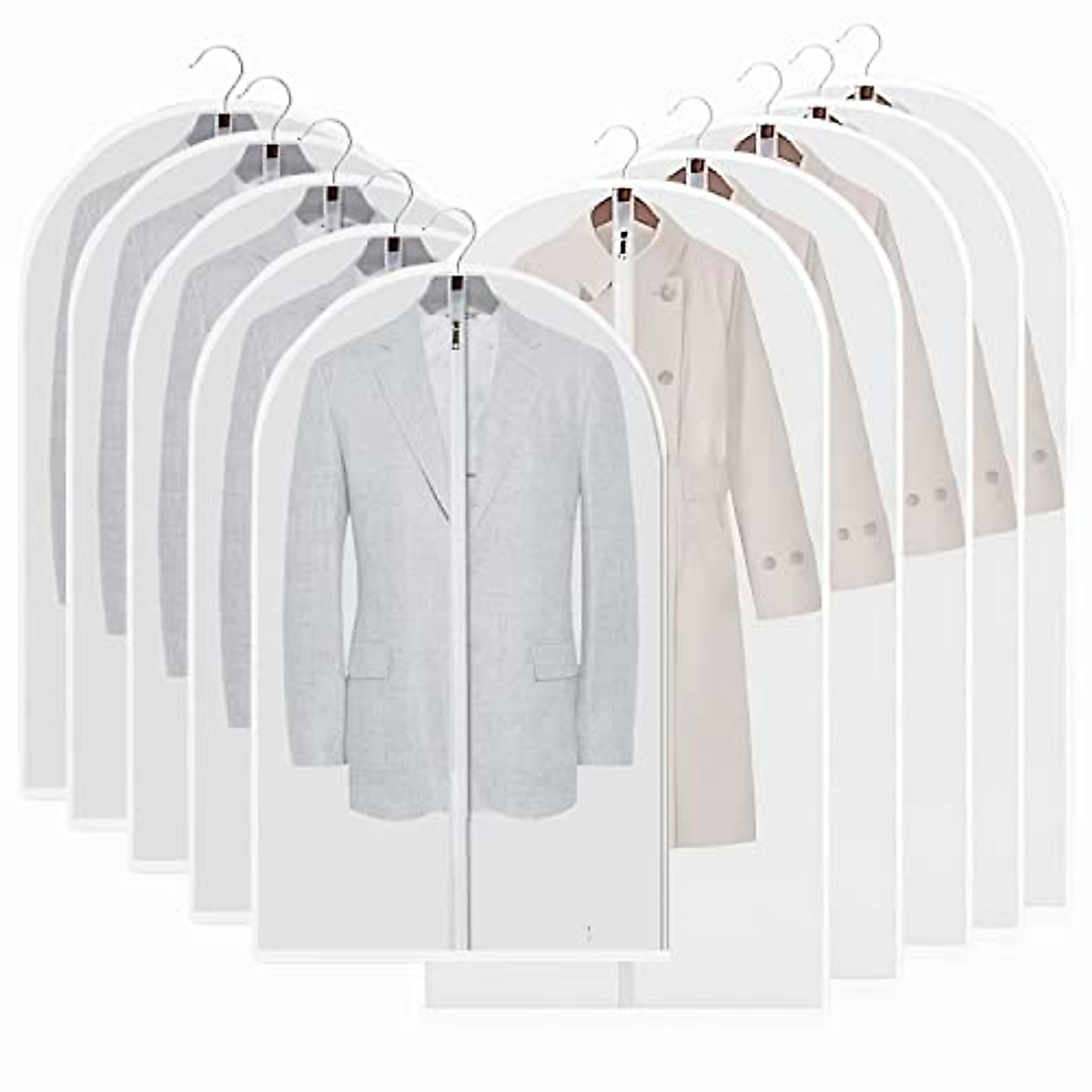 AIDBUCKS Garment Cover Garment Bag Clothes Protector Lightweight Clear Suit Bag (Set of 10) PEVA Breathable Dust Cover for Closet Clothes Storage & Travel