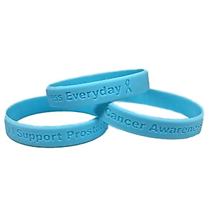 Jeirles Wholesale 25 Light Blue Prostate Cancer Awareness I Support Prostate Cancer Awareness Everyday - 100% Medical Grade Silicone Bracelets (25 Bracelets)