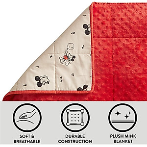 Disney Mickey Mouse 3-in-1 Travel Slumber Nap Mat with Built in Pillow, Plush Blanket and Carry Backpack Straps, 46"x26" Mat, Ages 3+