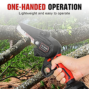 DC HOUSE Mini Chainsaw Cordless 4 Inch Battery Powered Electric Power Chain Saw, 21V 2pcs Batteries Portable Wood Saw for Branch Wood Cutting Garden Tree Trimming Logging Pruning