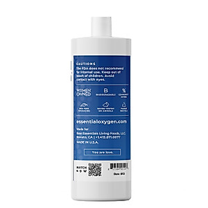 Essential Oxygen Food Grade Hydrogen Peroxide 3%, Natural Cleaner, Refill, 32 Fl Oz