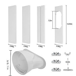 KXXFFWS Portable Air Conditioner Window Vent Kit with 5” Exhaust Hose,Universal AC parts Anti-Clockwise Hose for Portable AC Unit
