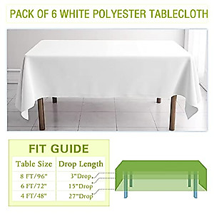 PlatolPro 6 Pack White Table Cloth Rectangle Table 60 X102 Inch White Table Cloths for Parties 6 Foot Manteles De Mesa De Tela para Fiestas Ideal for Wedding Receptions, Parties.（White, 6 Pack）