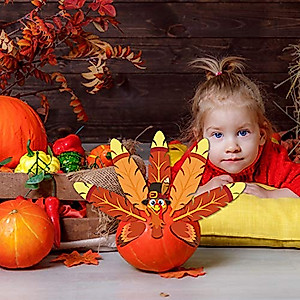 Konsait Thanksgiving Pumpkin Turkey Making Kit, Thanksgiving Turkey Craft for Kids, 6 Turkeys Fall Decor, for Give Thanks Thanksgiving Party Fall Turkey Craft Thanksgiving Party Games Accessories