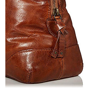Frye womens Melissa Leather Domed Zip Satchel Bag, Cognac, One Size US
