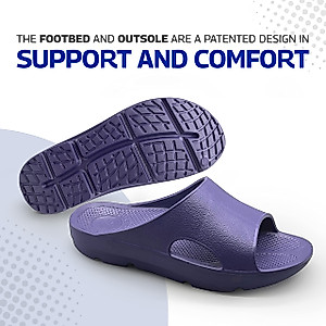 Pure Stride Therapeutic Slides, Orthotic Sandals for Plantar Fasciitis, Metatarsal and Heel Spurs, for Pain Relief and Arch Support of Feet - Navy, Men’s Size 11/Women’s Size 12