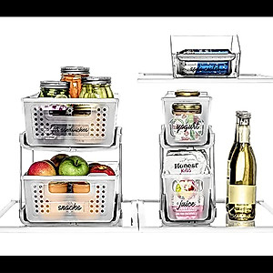 madesmart Premium Antimicrobial 2-Tier Mini Organizer Multi-Purpose Slide-Out Storage with Handles and Dividers for Home and Bath, Pack of 1, Frost