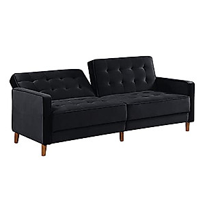 DHHU Adjustable Couch Sleeper Sectional, Loveseat for Living Room, Bedroom or Office, Modern Velvet Upholstered Sofa Bed, Black Color