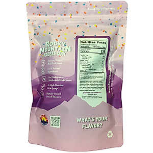 Freeze Dried Ice Cream - Vanilla, Strawberry, Chocolate, Cookies, Cookie Dough, Birthday Cake, Cotton Candy - Rocky Mountain Artisan Crafted Freeze Dried Ice Cream with Simple Organic Ingredients (2.5 OZ, Birthday Cake)