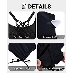 Yonique Womens Tankini Swimsuits Athletic Two Piece Tummy Control Bathing Suits with Shorts Modest Tank Tops Gradient Blue Stripe XL