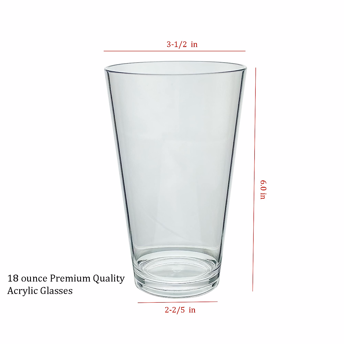 WEXINHAO Clear Drinking Glasses - Unbreakable Acrylic Glasses Drinkware 18 oz set of 6 - BPA Free Dishwasher Safe Reusable Plastic Cups for Kitchen Party Outdoor (Look Like Glass)