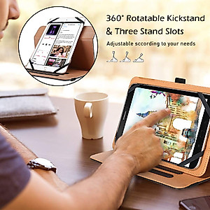 ProCase 7"-8" Inch Universal Tablet Case, Protective Cover Leather Folio Case for 7 8 Inch Android Touchscreen Tablet, with 360 Degree Rotatable Kickstand and Multiple Viewing Angles -Black