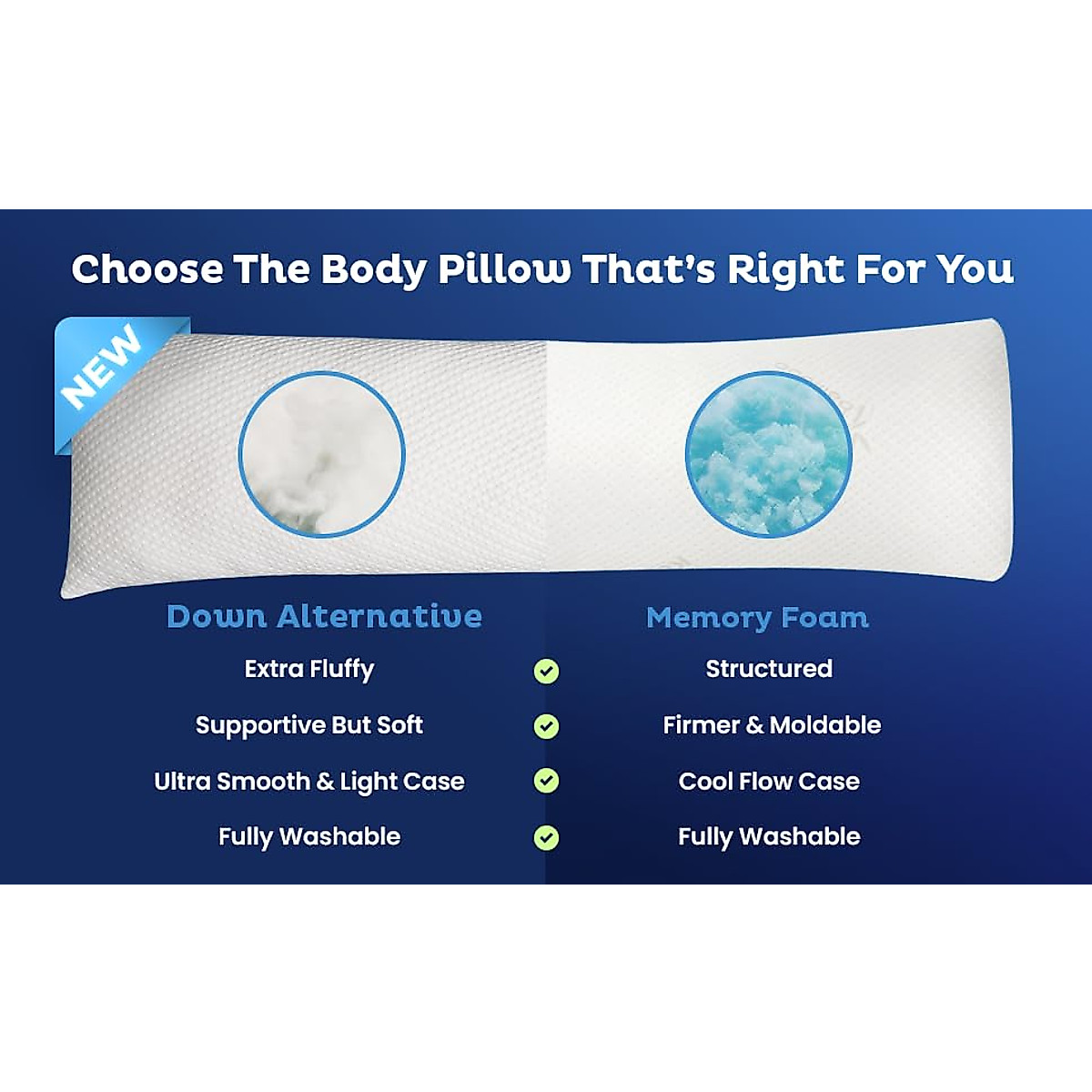 Snuggle-Pedic Long Body Pillow for Adults - Big 20x54 Pregnancy Pillows w/ Shredded Memory Foam & Bamboo Cooling Pillow Cover - Cuddle Pillow for Bed, Firm Maternity Side Sleeper Pillow Insert to Hug