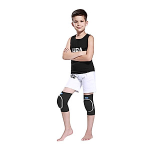 ZGMYC Kids Teens Padded Sponge Protective Knee Pads, Anti-Slip Knee Brace Knee Support for Football Volleyball Dance Skating Basketball Sports for Boys Girls