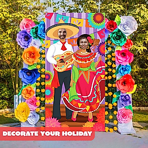 JOYIN 36x72ft Cinco de Mayo Couple Photo Door Banner, Fiesta Theme Photography Backdrop, Fiesta Photo Booth Background for Mexican Theme Birthday Party Supplies, Mexican Decoration, Taco Tuesday Event