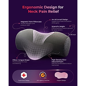 Neck Stretcher for Neck Pain Relief, Cervical Neck Traction Device with Magnetic Therapy Pillowcase, Neck Hump Corrector, Neck and Shoulder Relaxer for TMJ, Cervical Spine Alignment, Yellow