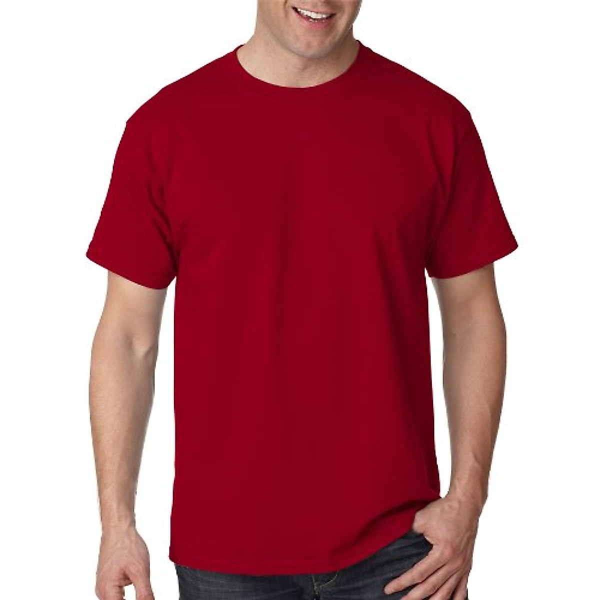 Hanes Tagless Men`s T-Shirt Deep Red