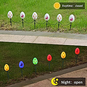 LOGUIDE 32ft Solar Easter Egg Lights String with Stake,15 Light up Led Easter Eggs for Garden/Yard, Easter Outdoor Decorative Lights Waterproof for Path/Lawn