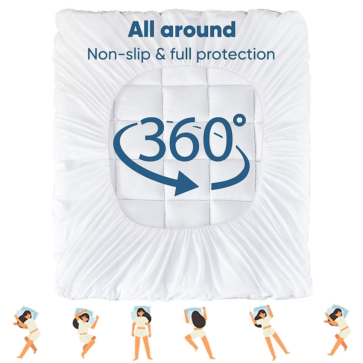 Mattress Topper Cal King Size, CYMULA Cooling Mattress Pad Cover for Bed Back Pain, Extra Thick Pillow top Down Alternative Overfilled Plush with 8-21 Inch Deep Pocket - 72"x84" White