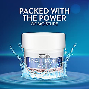 Advanced Clinicals Hyaluronic Acid Gel Facial Mask Skin Care Treatment, Brightening, Hydrating Anti Aging Face Mask & Moisturizer Helps Transform Dry Skin W/Collagen, Chamomile, & Aloe Vera, 5 Fl Oz