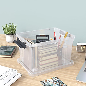 Vadidiya 24 Quart Clear Storage Box with Wheels, 4-Pack Clear Plastic Storage Bin with Lids