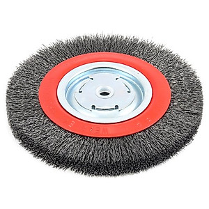 Forney 72762 Wire Bench Wheel Brush, Wide Face Coarse Crimped with 1/2-Inch and 5/8-Inch Arbor, 8-Inch-by-.014-Inch