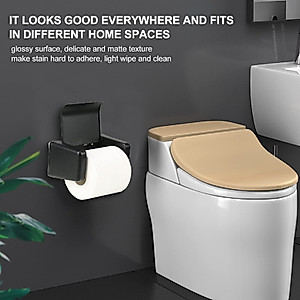Toilet Roll Paper Holder, 120 Degree Plastic Black Wall Mounted Self Adhesive No Punching Container, Toilet Tissue Holder for Bathroom, Kitchen, Living Room(15.7X9.9X8.2Cm)