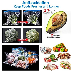 Sous Vide Bags, 42 PCS Electric Vacuum Sealer Food Vacuum Sealer & Reusable Vacuum Food Storage Bags for Anova, Joule Cookers -30 PCS Reusable Vacuum Sealer Bags,5 Clips & 5 Sealing Clips,Rechargeable Vacuum Sealer Set